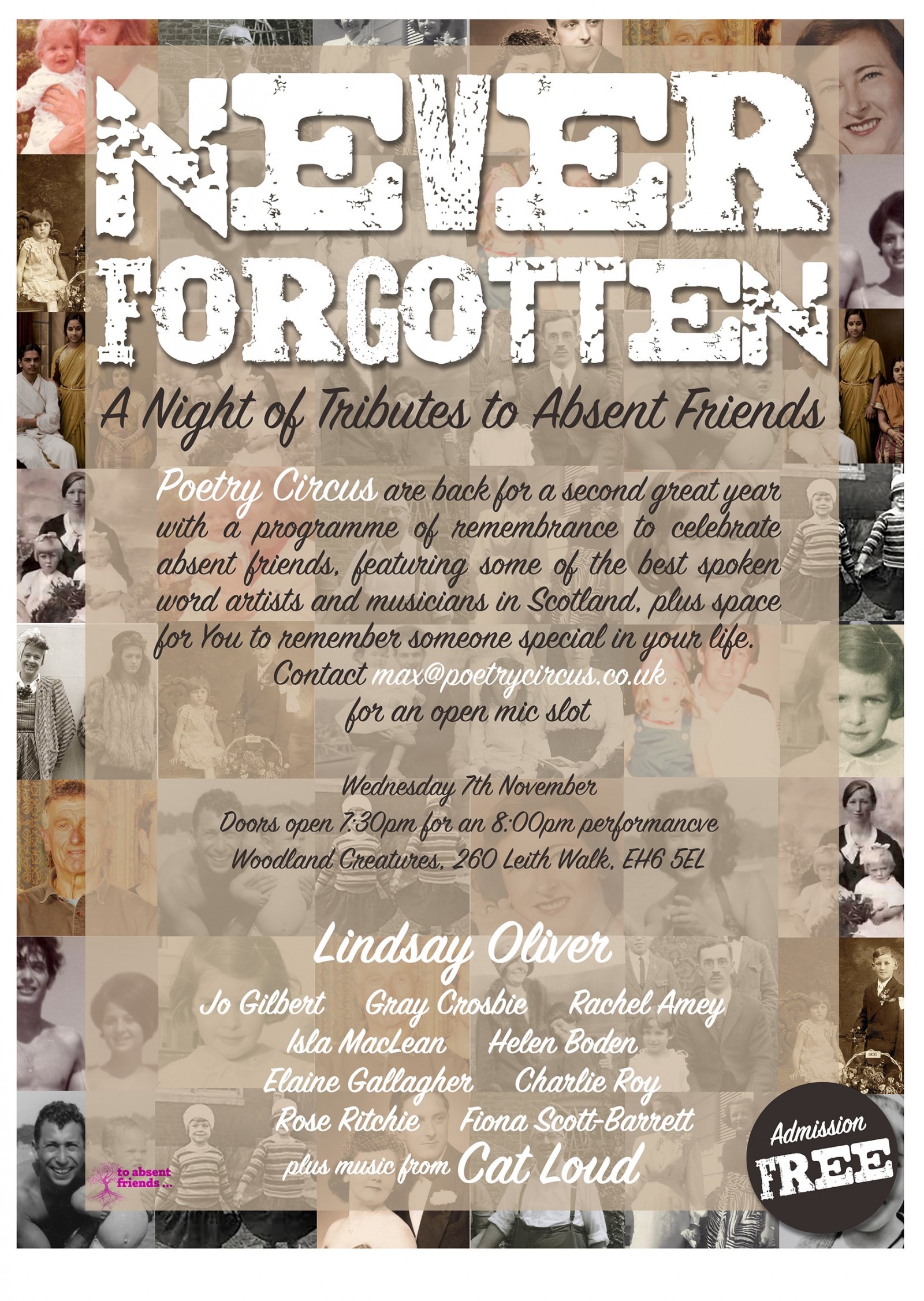 To Absent Friends | Festival Events 2018 | Poetry Circus